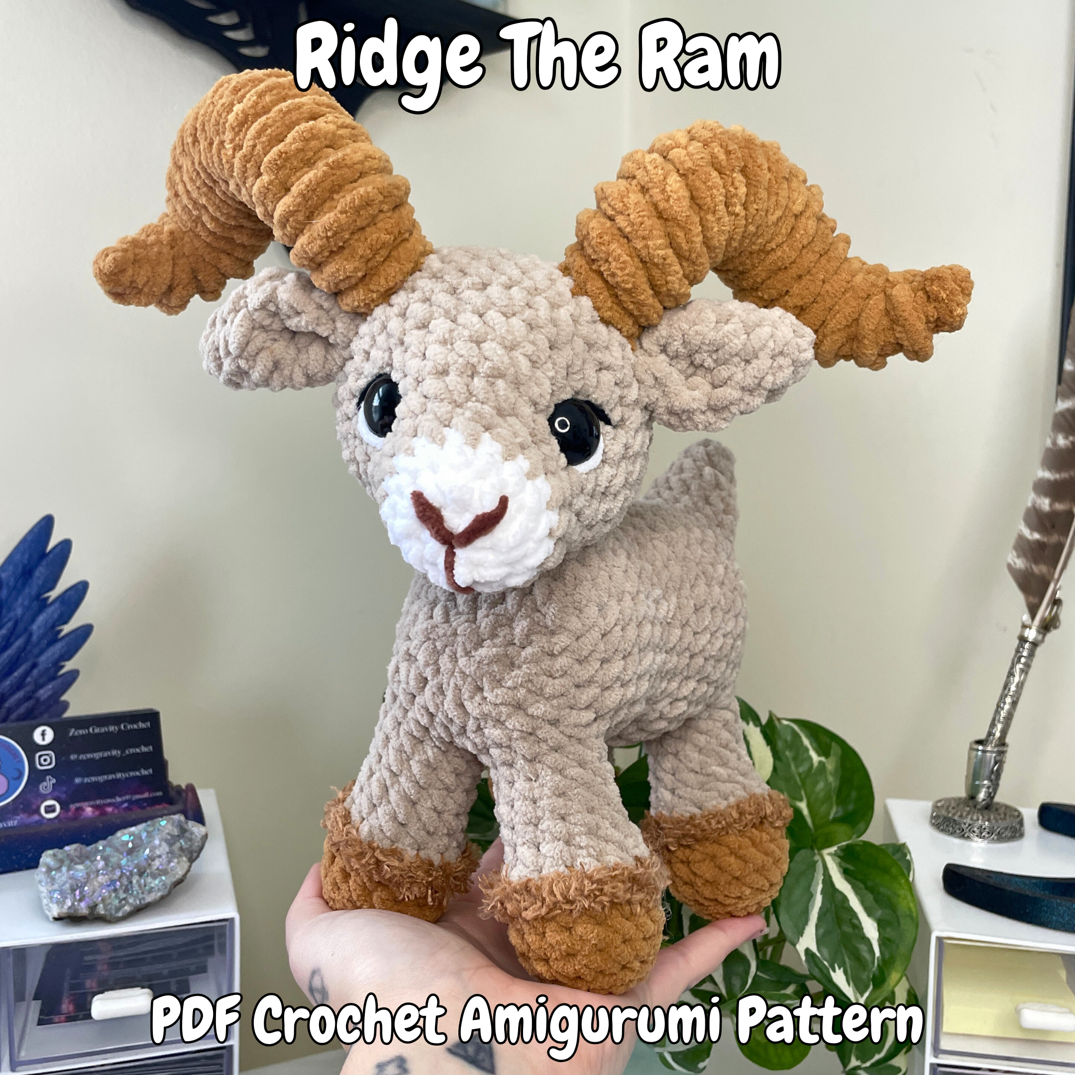 DIGITAL PDF | Ridge The Standing Ram Crochet Amigurumi Pattern – Zero ...